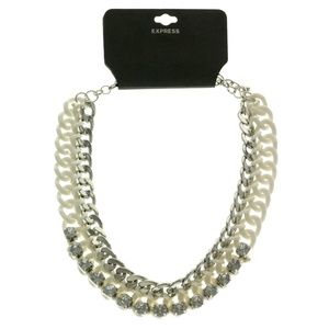 Express | Jewelry | Express Collarnecklace Whitesilver Nwt | Poshmark